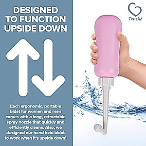 Touché Handheld Portable Bidet - Personal Empty Bottle Travel Bidet & Childbirth Cleaner - Great for Traveling, Camping, Women, Babies, Elderly - Peri Bottle Equipped with Retractable Spray Nozzle