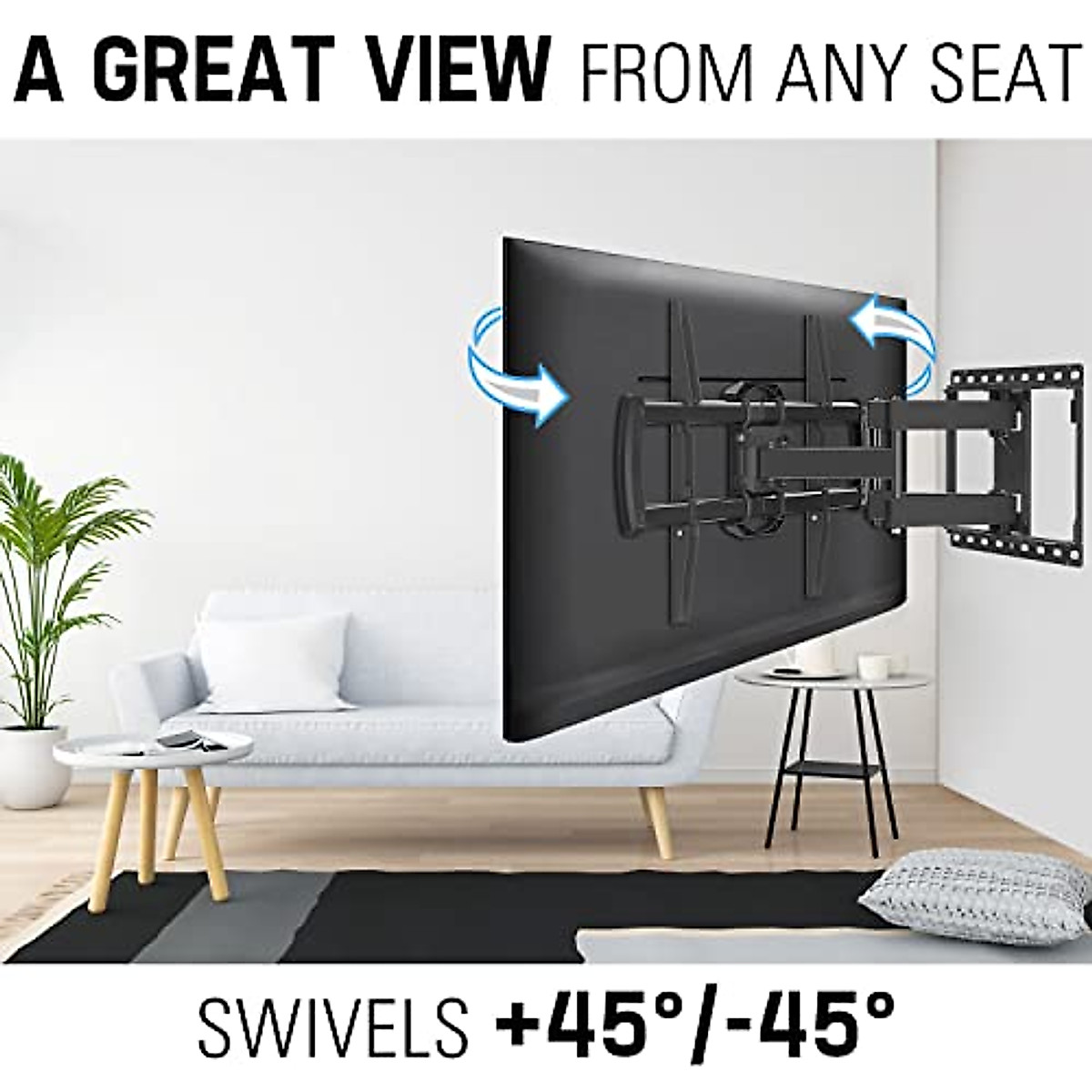 Mounting Dream TV Mount for Most 42-75 inch Flat Screen TVs Up to 100 lbs, Full Motion TV Wall Mount with Swivel Articulating 6 Arms, TV Wall Mounts Fit 12'', 16” Wood Studs, Max VESA 600x400mm
