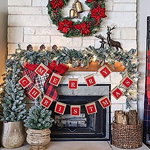 Christmas Decorations for the Home, hogardeck Merry Christmas Banners, Burlap Christmas Decorations, Rustic Farmhouse Christmas Decor, Christmas Sign Hangings for Windows, Door Entry, Fireplace, Wall