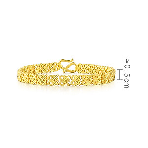 CHOW SANG SANG 999.9 24K Solid Gold Price-by-Weight 12.01g Gold Plain Chain Bracelet for Women 84931B | 6.6", (17 CM)
