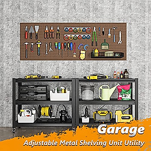 STANI Garage Shelving, Rolling Shelf with Wheels for Storage, 3-Tier Metal Shelving Unit with Wheels for Garage Kitchen Office, Utility Carts with Wheels, Bakers Rack Shelf, Storage Shelves on Wheels