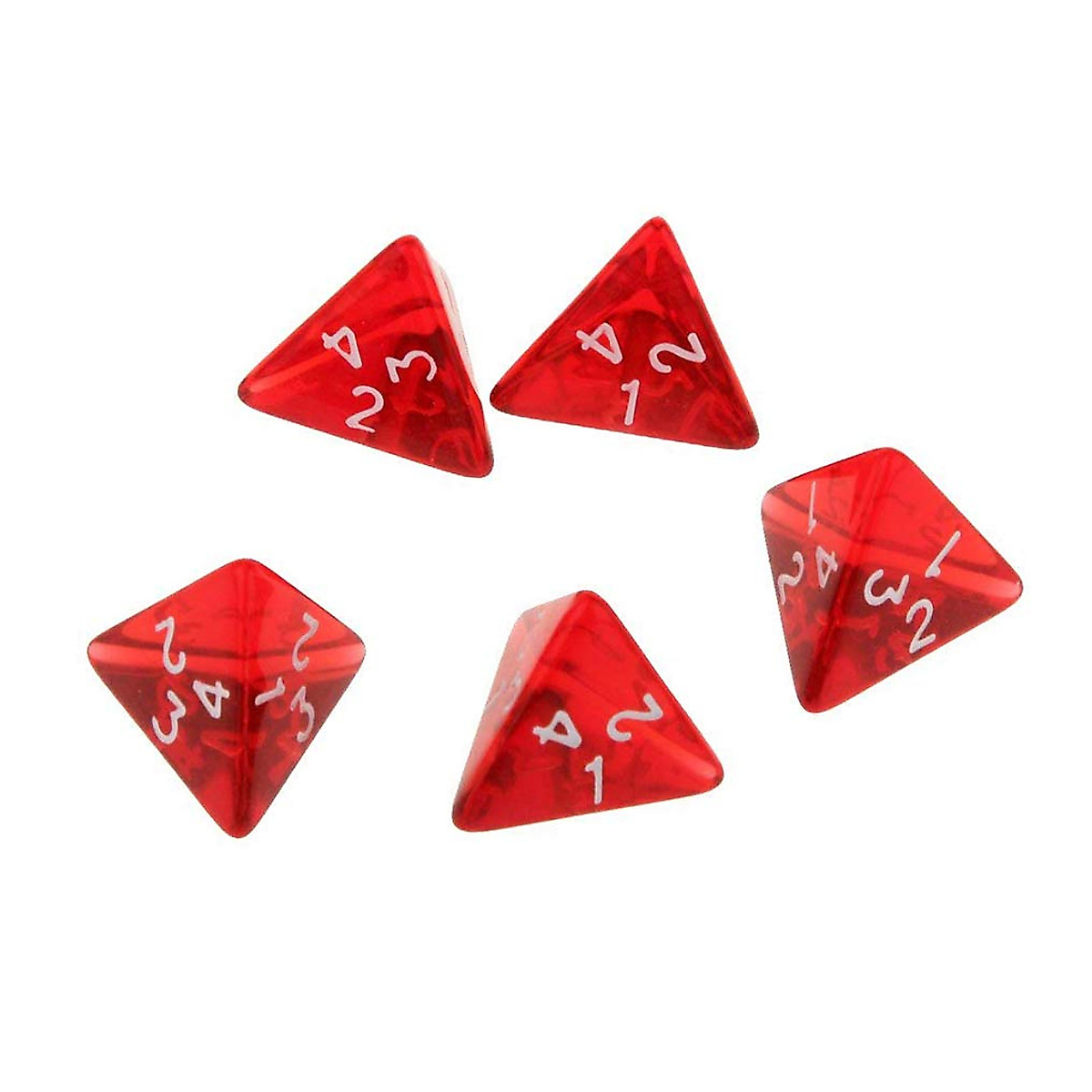Yiotfandoll 10PCS Polyhedral Dice 20mm D4 for Dungeons and Dragons DND RPG MTG Dice Table Games Transparent Red with Black Bag
