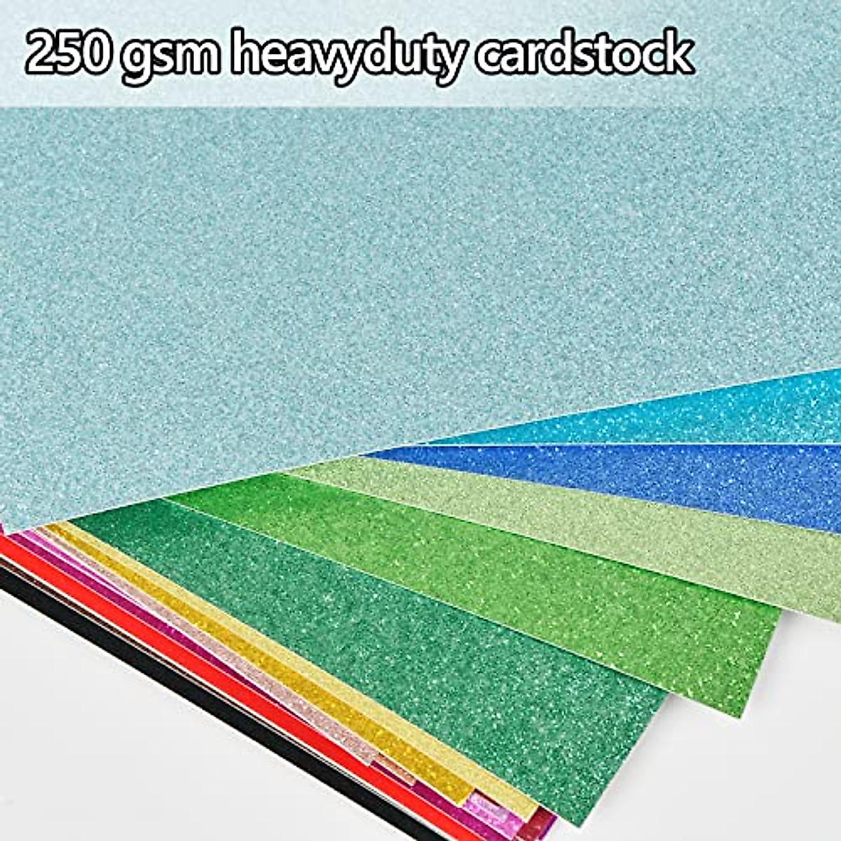 Glitter Cardstock Paper, 60 Sheets 20 Colors, Colored Cardstock for Cricut, Premium Glitter Paper for Crafts, A4 Glitter Card Stock for DIY Projects, Sparkly Paper for Card Making, 250 GSM