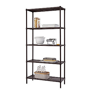 TRINITY Slat Style 5-Tier Adjustable Shelving, Metal Standing Shelf for Commercial or Residential Use in Kitchen,Bathroom,Laundry Room or Office, 1750 Pound Capacity, 36”W by 14”D by 72”H, Dark Bronze