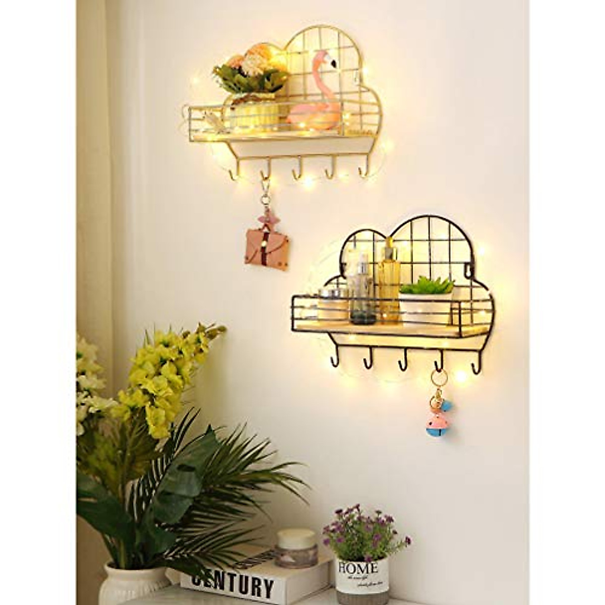 Tofficu Cloud Shape Storage Rack Durable Metal Wall-Mounted Shelf Home Decoration for Living Room Bedroom