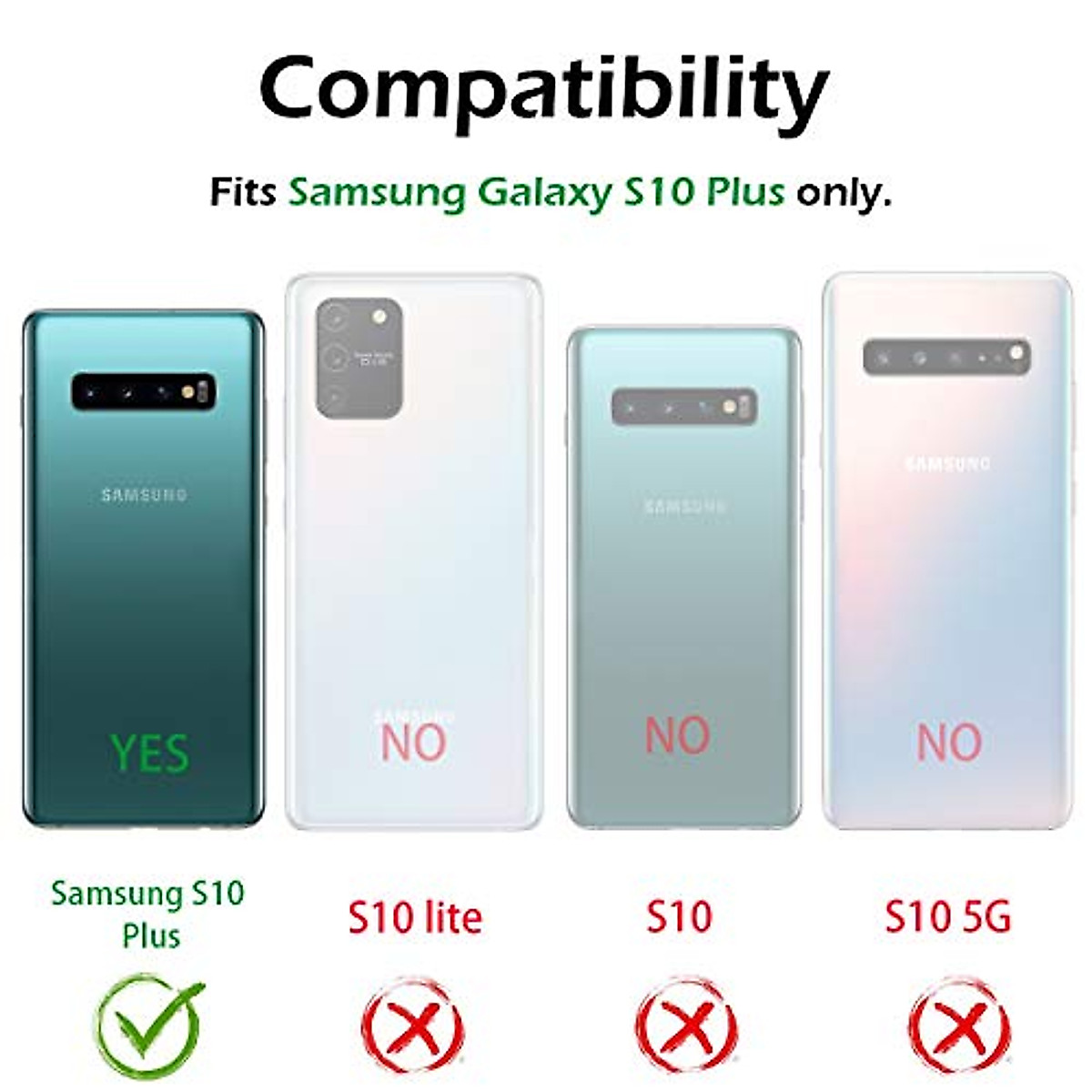 Dexnor Galaxy S10 Plus Case with Screen Protector Clear Rugged Full Body Protective Shockproof Hard Back Defender Dual Layer Heavy Duty Bumper Cover Case for Samsung Galaxy S10 Plus