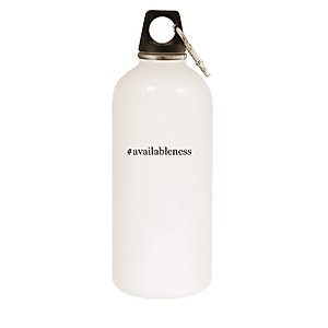 #availableness - 20oz Hashtag Stainless Steel White Water Bottle with Carabiner, White