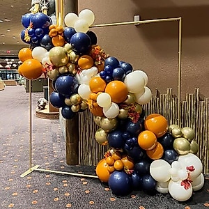 149PCS Fall Balloons Arch Garland Kit, Navy Blue Orange Metallic Gold Ivory White Latex Balloons Maple Leaf Foil Balloons for Thanksgiving Autumn Friendsgiving Birthday Baby Shower Party Decorations