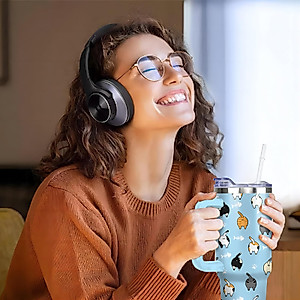 30 oz Cat Tumbler with Handle and Straw, Cat Butts Stainless Steel Vacuum Insulated Travel Coffee Mug Cup Water Bottle, Cat Stuff Accessories Decor, Cat Lover Gifts for Women Girls