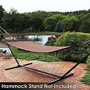 Sunnydaze Polyester Rope Hammock, Large Double Wide Two Person with Spreader Bars - for Outdoor Patio, Yard, and Porch - Mocha