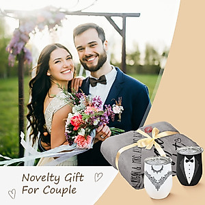 Giveena Wedding Gift For Couple 2024 Unique - Stainless Steel Wine Tumbler & 55x70 inch Fleece Blanket Bridal Shower Gifts - Cool Newlyweds Gifts & Christmas Presents For Newlyweds - Bride To Be Gifts