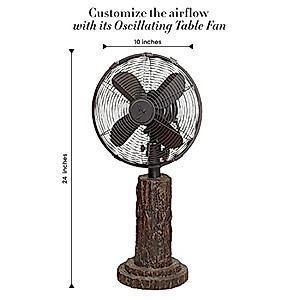 Deco Breeze DecoBreeze DBF0610 Rustic Table Fan from Fir Bark collection in Bronze/Dark finish, 9.00 inches, 10 Inch