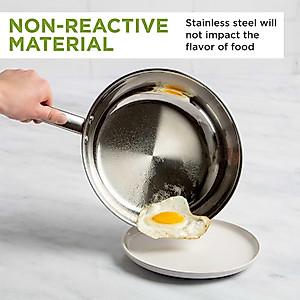 Ecolution Classic Stainless Steel Fry Pan, Professional Quality Sauté, Encapsulated Base, Comfort Grip Riveted Handles, All Cooktop Safe, Oven Safe, Dishwasher Safe, 8-Inch