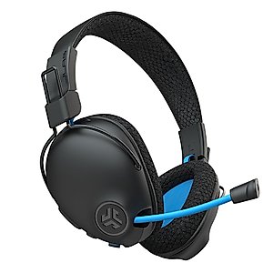 JLab Play Pro Gaming Wireless Headset, 60+ Hour Bluetooth 5 Playtime 60ms Super-Low Latency for Mobile Gameplay, Retractable Boom Mic, AUX Gaming Cord Compatible with Gaming Consoles