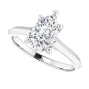 Pear Moissanite Engagement Ring Set 1 CT Handmade 14K Solid White Gold Ring for Women Solitaire Colorless Diamond Anniversary Halo Bridal Wedding Ring Proposal Gift VVS1 Colorless