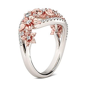 Jeulia Floral Rings for Women 925 Sterling Silver Flower Fashion Band Ring Brilliant Diamond Wedding Engagement Anniversary Promise Ring Jewelry Set (6.0(U.S))