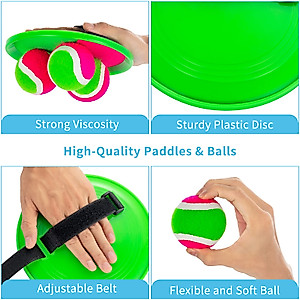 Kids Outdoor Toys, Beach Toys Toss and Catch Ball Set, Outside Yard Games for Kids with 6 Paddles 3 Balls Paddle Game Set Playground Sets for Backyard Sports Outdoor Games for Adults and Family