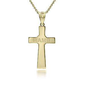 Certified 10k Yellow Gold Customized Irish Celtic Knot Cross Religious Pendant Necklace with Your Name (20")