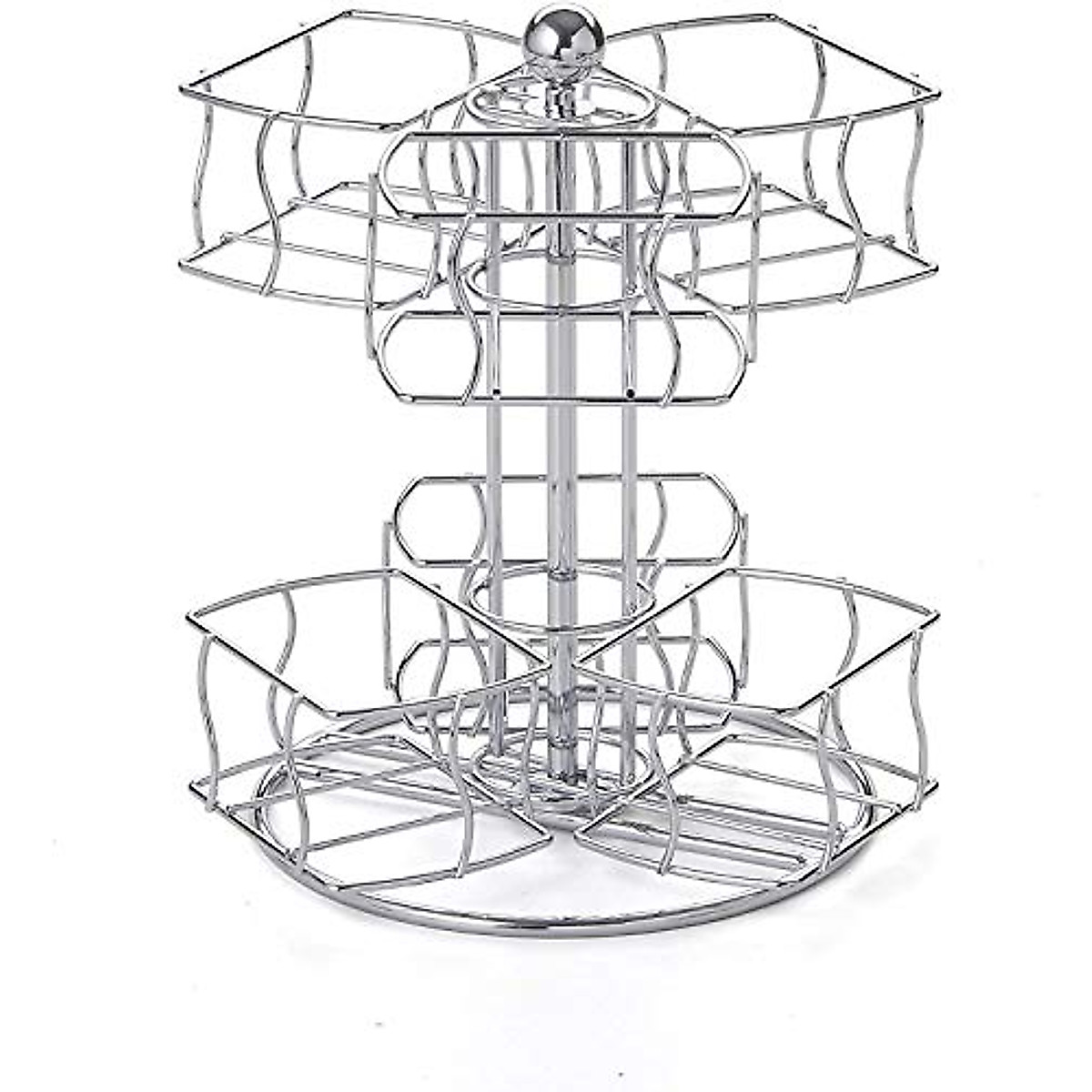 Nifty Tea Bag Spinning Carousel – 6 Compartments, Up to 60 Tea Bags Storage, Spins 360-Degrees, Lazy Susan Platform, Modern Chrome Design, Home or Office Kitchen Counter Organizer
