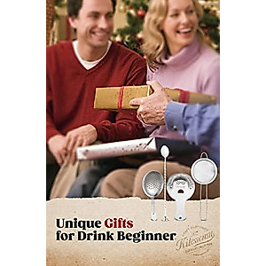 KITESSENSU Cocktail Strainer Set, 4 Pcs 18/8 Stainless Steel Bar Tools with Stirring Spoon- Hawthorne Strainer, Julep Strainer, Fine Mesh Strainer