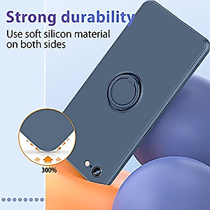 AYSZNBLA for Samsung Galaxy Z Flip 3 Case,with 360°Rotatable Ring Holder Kickstand & Strap Lanyard Premium Liquid Silicone Slim Shockproof Protective Case for Samsung Galaxy Z Flip 3,Blue