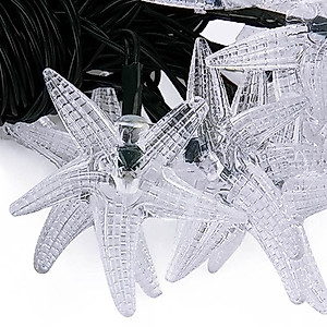 30 LED Solar String Lights , Waterproof Fairy Starfish Shaped Indoor & Outdoor Decorative Christmas Lighting Used for Party Wedding Home Garden New Year Decorations by elecfan - Warm White