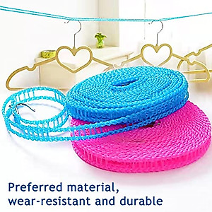3 Pack Clothesline Adjustable Nylon Windproof Clothes Drying Rope, 5m/16.4ft Durable Camping Clothesline Portable Clothes Drying Line Indoor Outdoor Laundry Storage for Travel Home Use