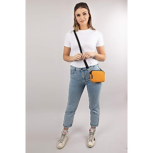 Somewhere Haute Mini Perforated Neoprene Clutch Crossbody Bag for Women (Pumpkin Orange)