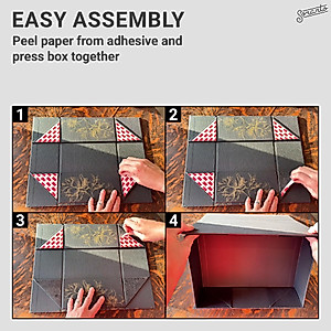 Sorarto Luxury Magnetic Gift Box | Sturdy Reusable Decorative Gift Boxes for Groomsmen & Bridesmaid Proposal, Wedding, Fancy Birthday Presents in White Linen Fabric Paper, 11.5" x 7.5" x 3.5" (Golden Bouquet)