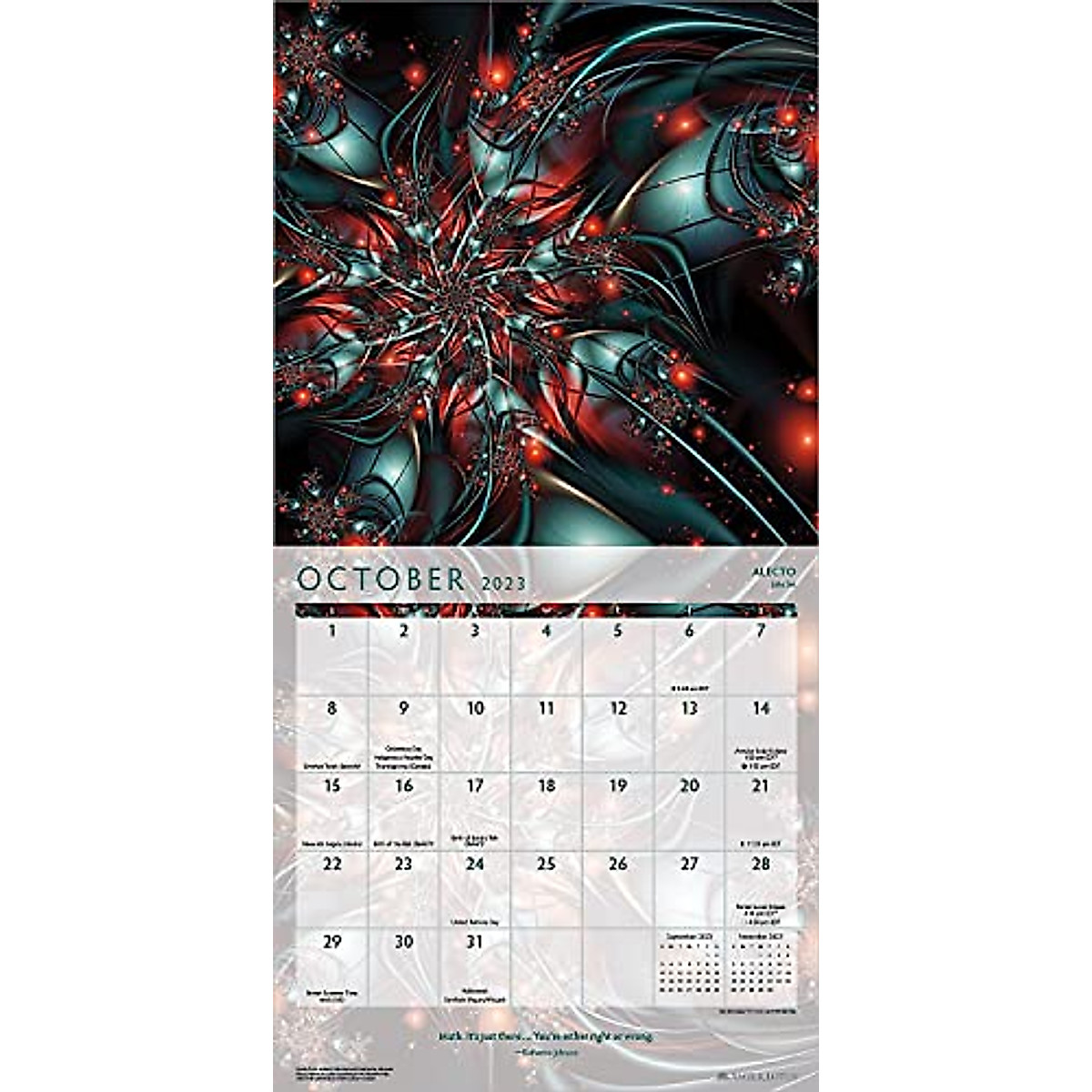 Fractal Cosmos 2023 Wall Calendar: The Mathematical Art of Alice Kelley | 12" x 24" Open | Amber Lotus Publishing