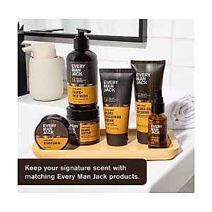 Every Man Jack Beard + Face Wash - Subtle Sandalwood Fragrance - Deep Cleans, Conditions, and Softens Your Beard and Skin Underneath - Naturally Derived with Aloe and Coconut - 6.7-ounce (EmjBeardWashParent)