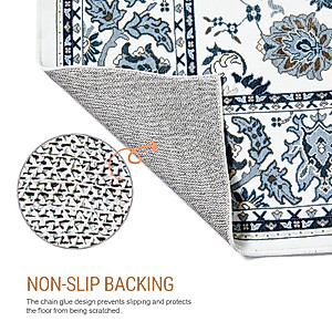 Boho Vintage Area Rug - 5x7 Large Persian Washable Living Room Rug Ultra-Thin Non-Slip Non-Shedding Print Floor Carpet for Bedroom Home