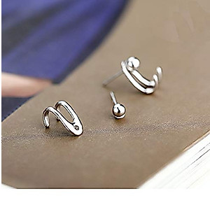 Stud Jacket Earrings 925 Sterling Silver Front Back Ear Cuffs Stud Earring for Women