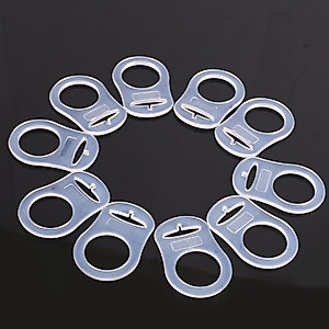 FENICAL 10 Pieces Pacifier Silicone Adapter Rings Baby Holder and Clip MAM-Compatible (Soft &Transparent)