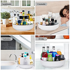 FYY Lazy Susan Organizer, 10.4 inch Turntable Cabinet Organizer Rotating Spice Rack Kitchen Storage Cosmetic Makeup Organizers for Cabinet Kitchen Pantry Refrigerator Countertop Organization White