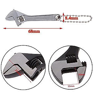 TUJOBA Wrenches， 1pc Mini Wrench Keychain Multifunction Car Metal Adjustable Universal Spanner for Repairing Tools Men Special