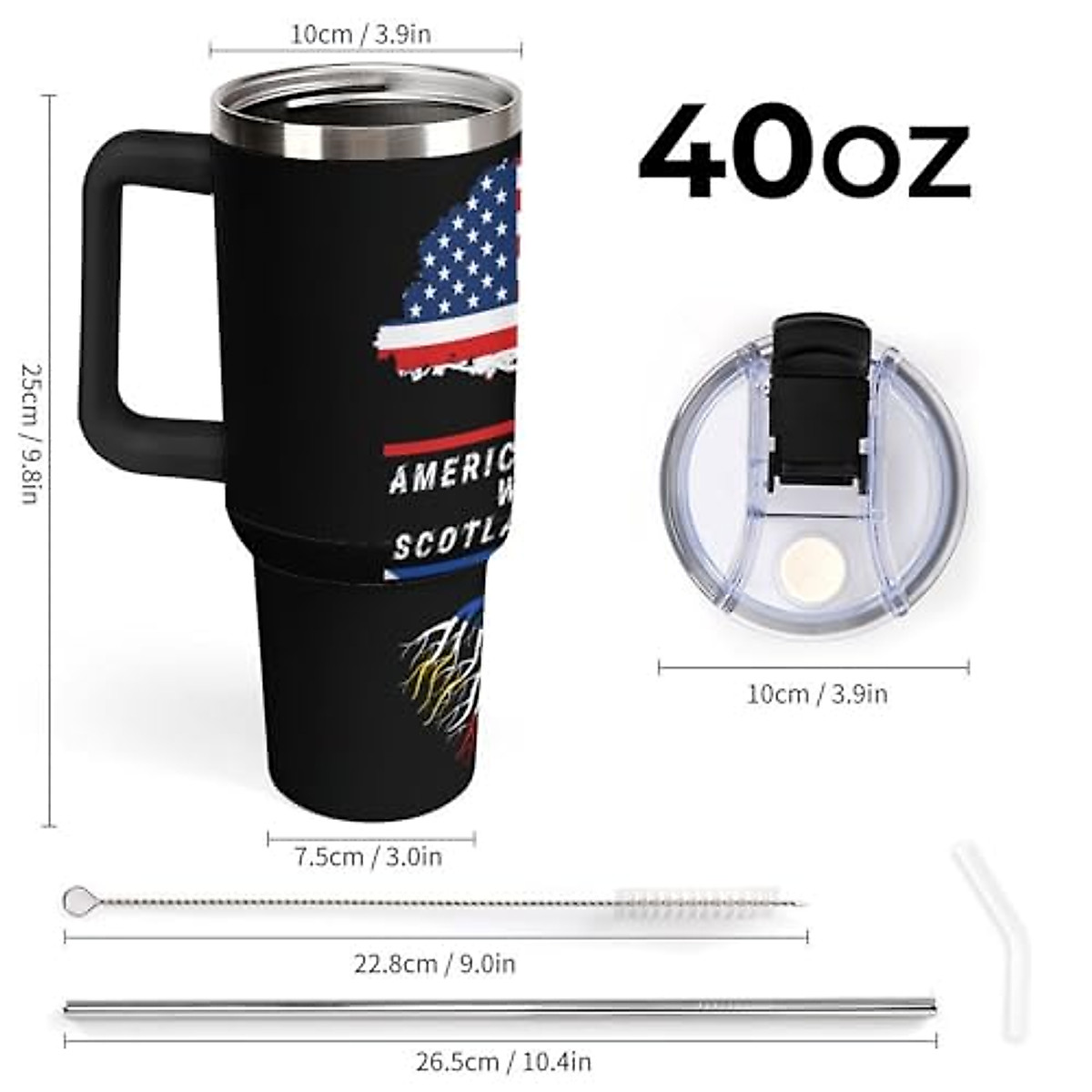 America Grown With Philippines Roots 40 Oz Tumbler with Handle And Straw Lid,Insulated Reusable Stainless Steel Travel Glass Mug 40 Ounces