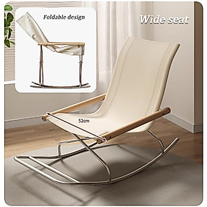 JIAOCKJIAO Foldable Simple Rocking Chair, Breathable Canvas Rocker Chair, Outdoor Portable Garden Chair, Relaxing Armchair with High Backrest, Removable Foot Rest, Patio Camping Chair (Color : Yellow