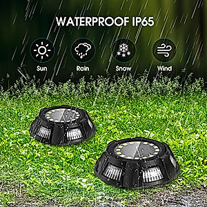 Solar Ground Lights, Solar Garden Lights Waterproof, Upgraded 22 LED Bright Outdoor Color Changing in-Ground Lights, Landscape Solar Disk Lights for Pathway Yard Deck Patio Lawn, 8 Pack Warm light