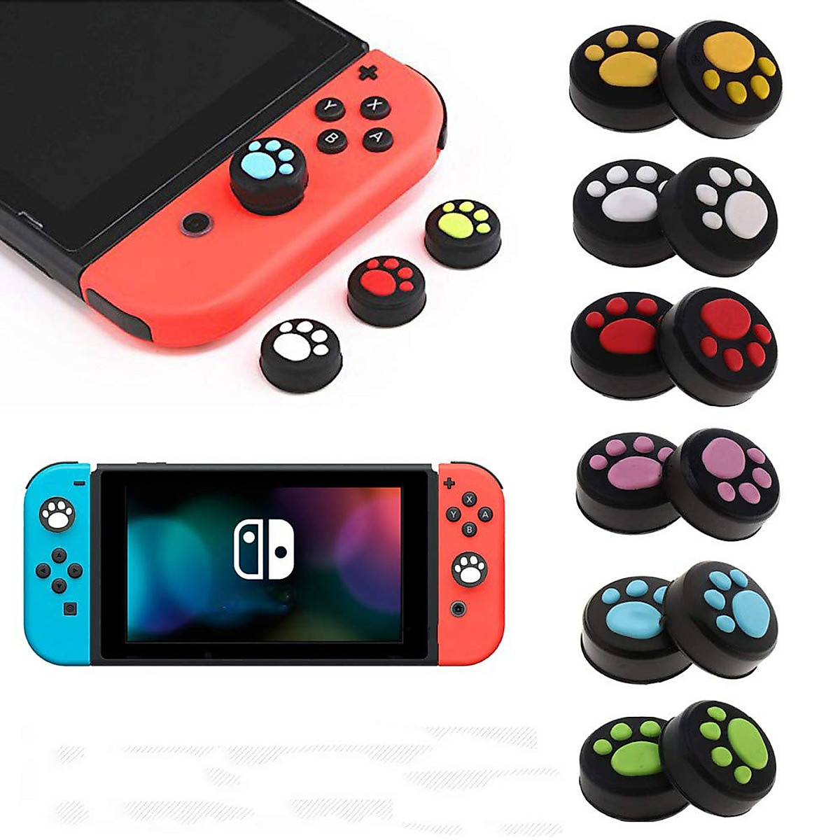 4 pcs Silicone Thumb Grips Cover Stick Joystick Thumbstick Caps for Nintendo Switch NS Nitendo Switch Lite NS JoyCon (2 Pink 2 Green)