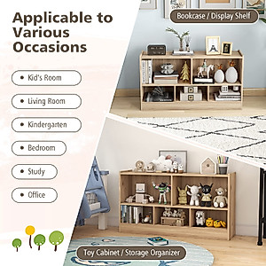 IFANNY Toy Storage Organizer, 2-Tier Kids Bookshelf, 5 Cube Kids' Bookcases, Cabinets & Shelves, Wooden Toy Shelf Organizer, Small Book Shelf for Kids Rooms, Playroom, Classroom, Nursery (Natural)