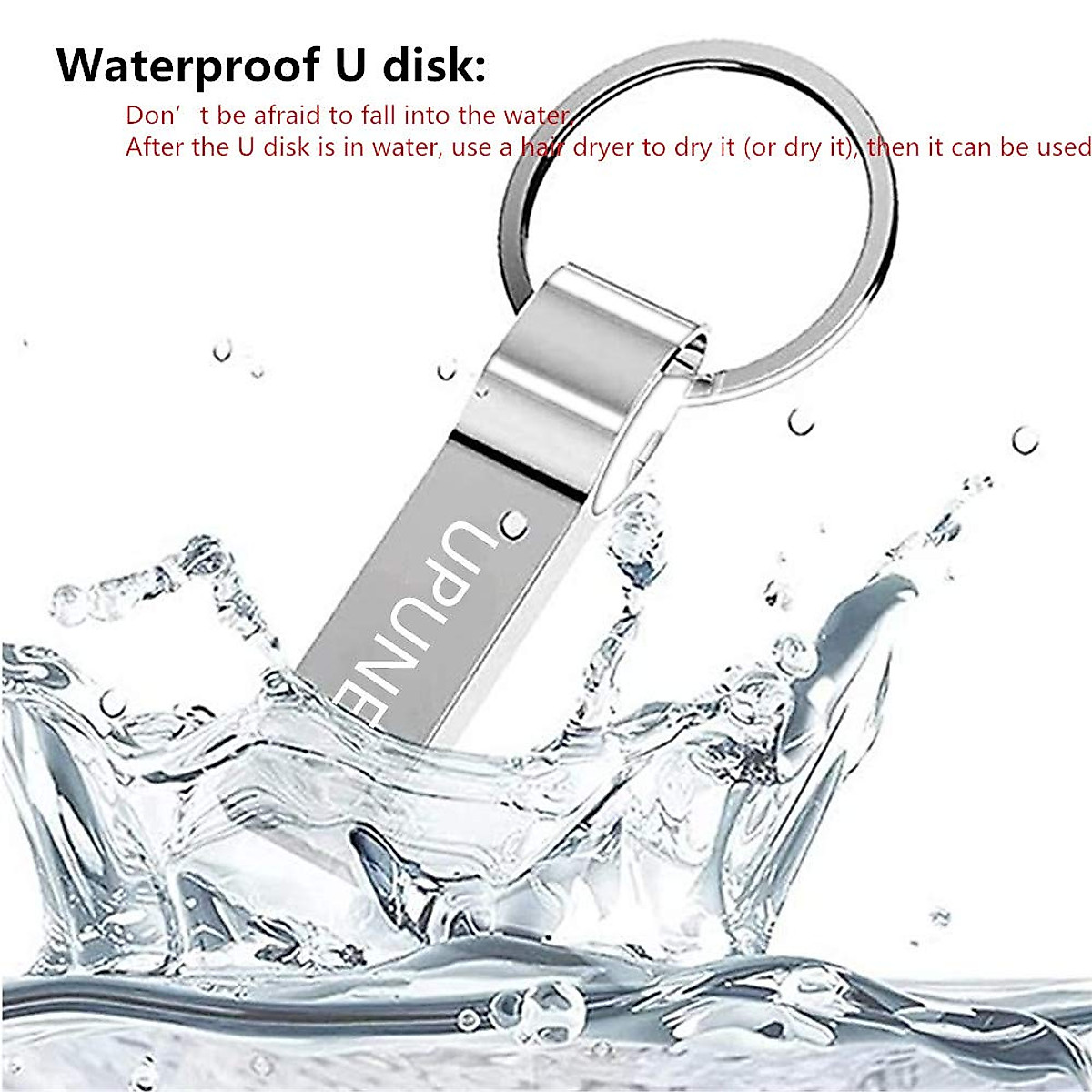 128G USB 3.0 Flash Drive, Metal Keychain Thumb Drive Memory Stick Built-in Waterproof.(128G)