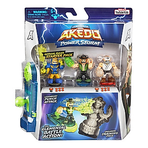 Legends of Akedo Powerstorm | Official Rules Starter Pack Legendary Punch Attack | 3 Mini Battling Action Figures with Training Practice Piece and Exclusive Joystick Controller