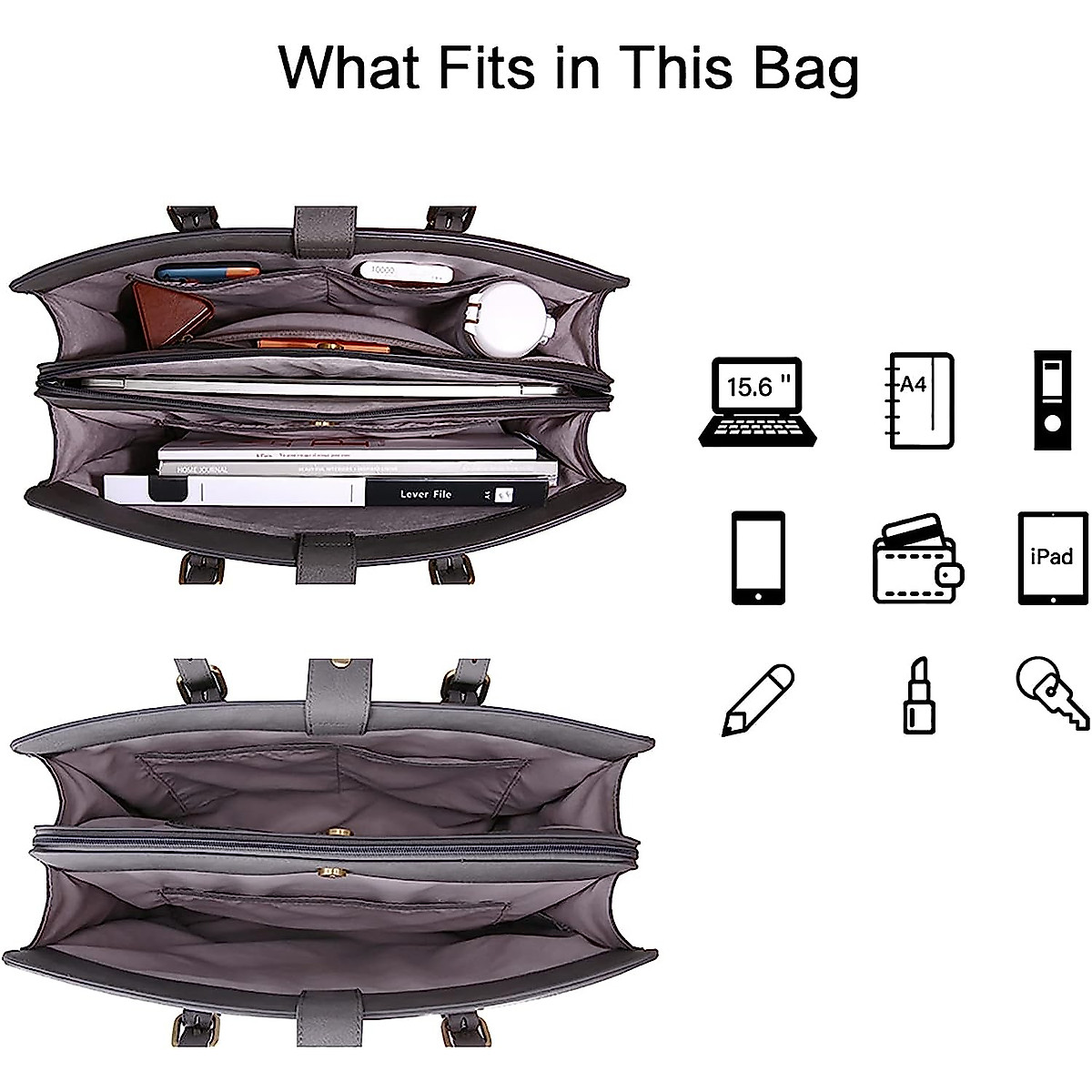 ECOSUSI Laptop Tote Fits Up to 15.6 Inch Briefcase for Women Office Handbags large Capacity with 3 Layer Compartments