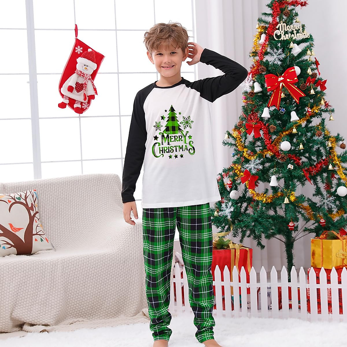 Awoscut Christmas Family Matching Pajamas Christmas Pjs Holiday Nightwear Sleepwear Sets Long Sleeve Pjs(S#697, Dog, L)