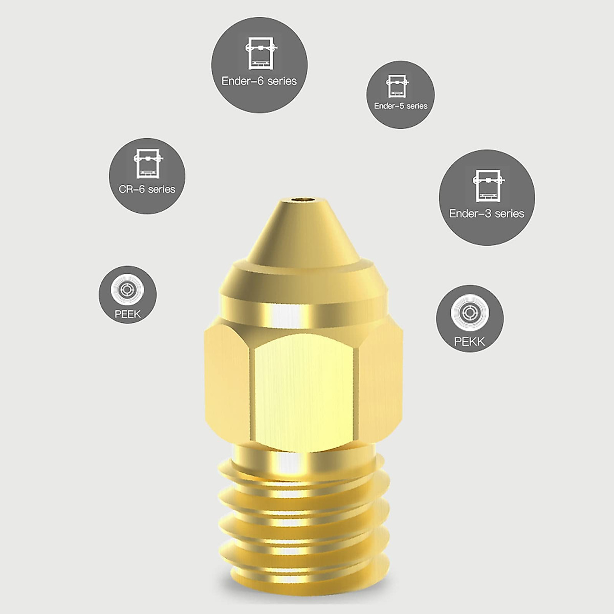 Creality 5PCS MK-ST Nozzle Kit for Ender 3 S1 Pro and Ender 3 V2 Neo, 3D Printers Parts 0.25mm, 0.4mm, 0.6mm, 0.8mm Copper Alloy Nozzle Kit for Ender 3 S1 and Ender 3 Neo Series