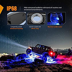Nilight LED Rock Light 4PCS Blue Light Pods Waterproof Under Body Wheel Well Light Exterior Interior Lights for Car Truck Pickups ATV UTV SUV Motorcycle Boat, 2 Years Warranty
