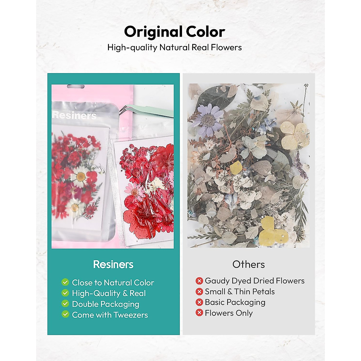 Dried Flowers, Resiners 100 Pcs Pressed Flowers for Craft Red Real Natural Dried Flowers Dry Leaves Kit for DIY Making Crafts Resin Soap Candle Scrapbook Supplies Card Making Jewelry