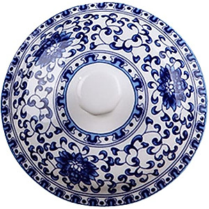 Heitiliamu Convenient Travel Home Office Chinese Gongfu Loose Leaf Tea/Coffee Brewing System- Bone China Porcelain Tea Cup/Coffee Cup/Tea Mug/Coffee Mug Personal Teacup with Tea Cup Lid,Blue Flowers