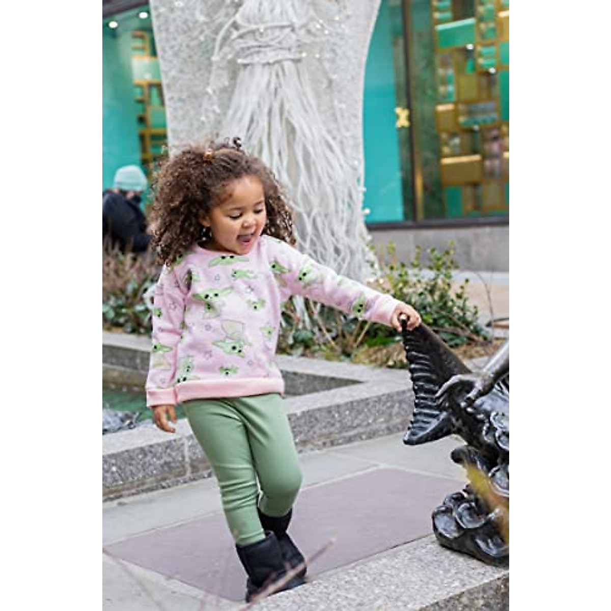 STAR WARS The Mandalorian The Child Toddler Girls Fleece Sweatshirt Legging Set Pink/Green 5T